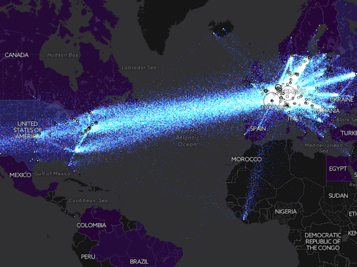 This stunning map shows the flow of traffic across the globe using ...